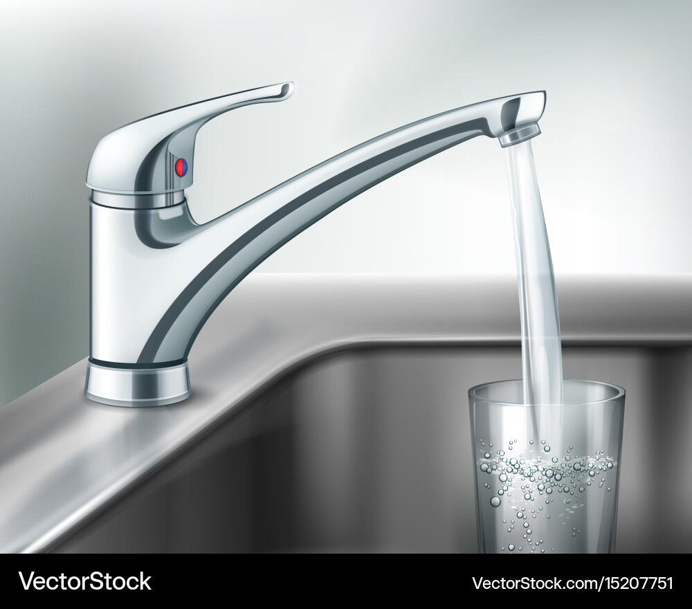 Filling glass of water Royalty Free Vector Image