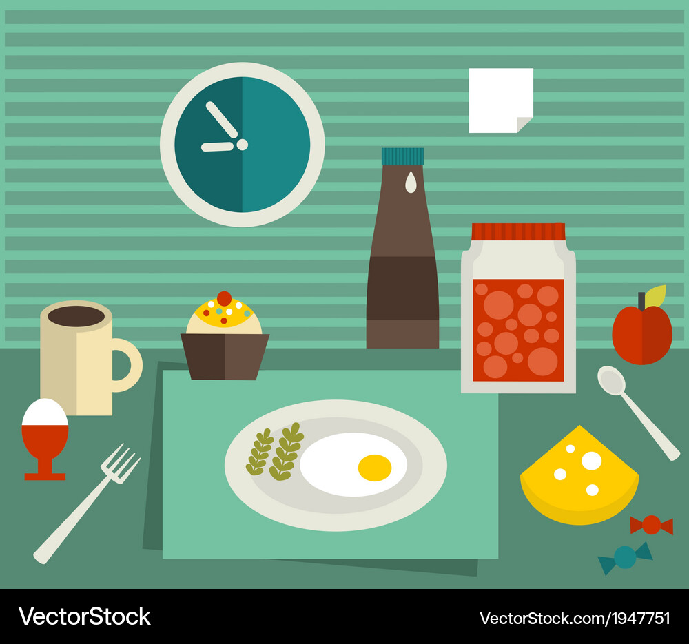 Food and drink on the table Royalty Free Vector Image