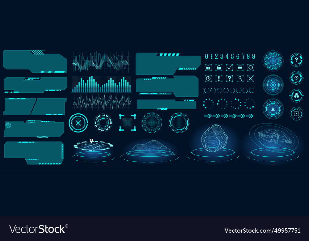 Futuristic user interface mega set in flat design Vector Image