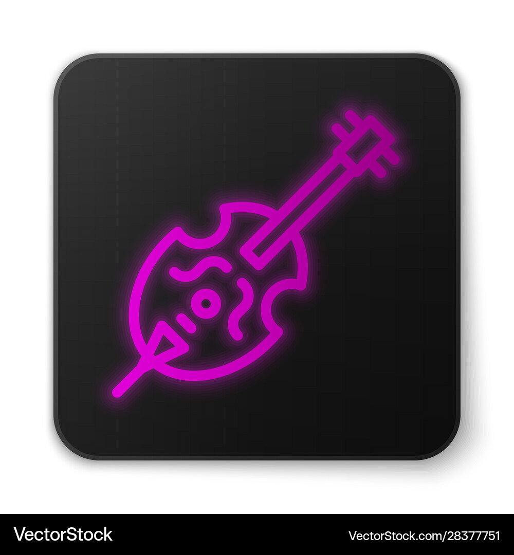 Glowing neon line violin icon isolated on white Vector Image