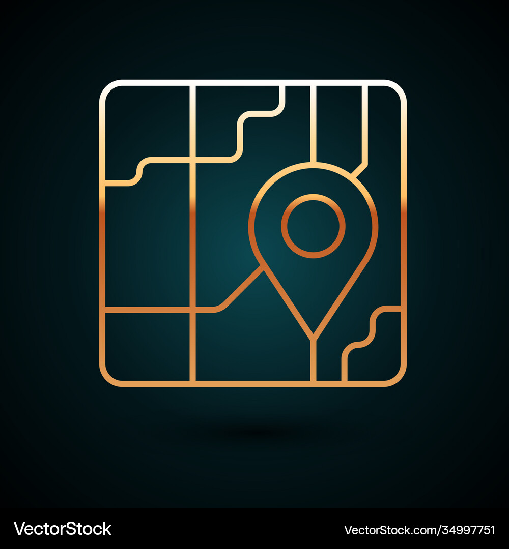 Gold line infographic city map navigation icon Vector Image