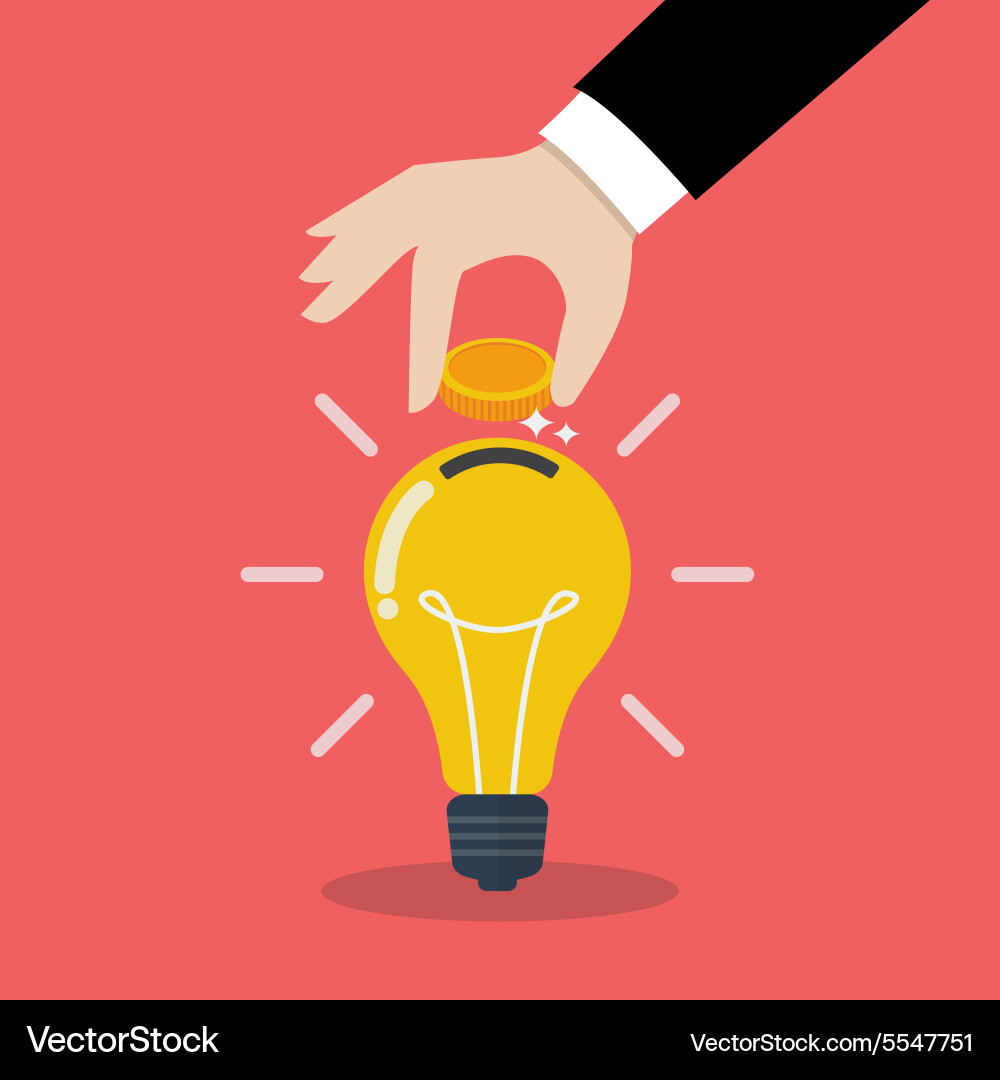 Hand inserting coin in light bulb Royalty Free Vector Image