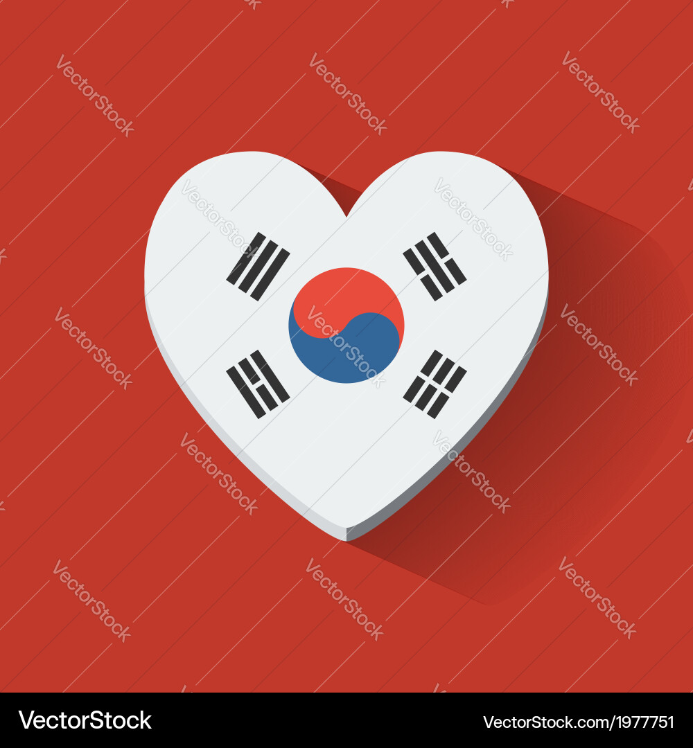 Heart-shaped icon with flag south korea Royalty Free Vector