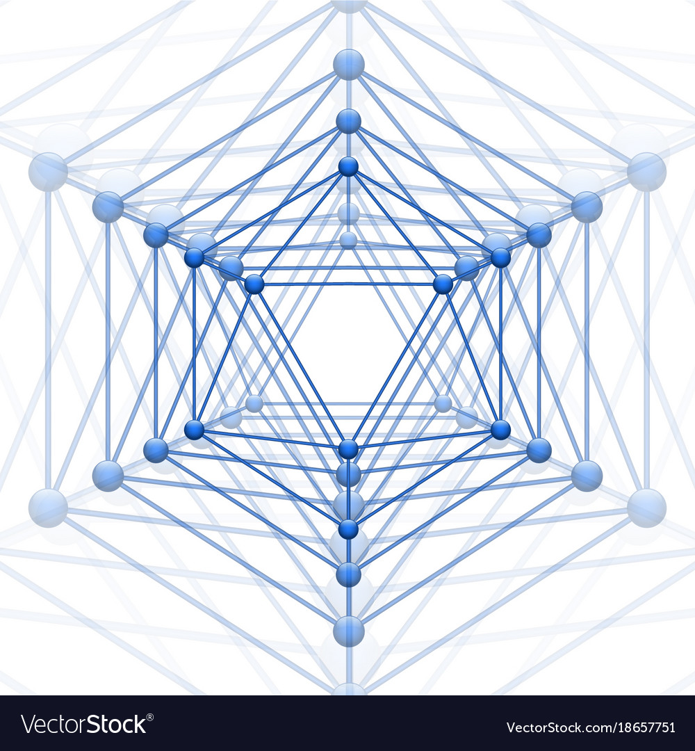 Icosahedron with block connect Royalty Free Vector Image