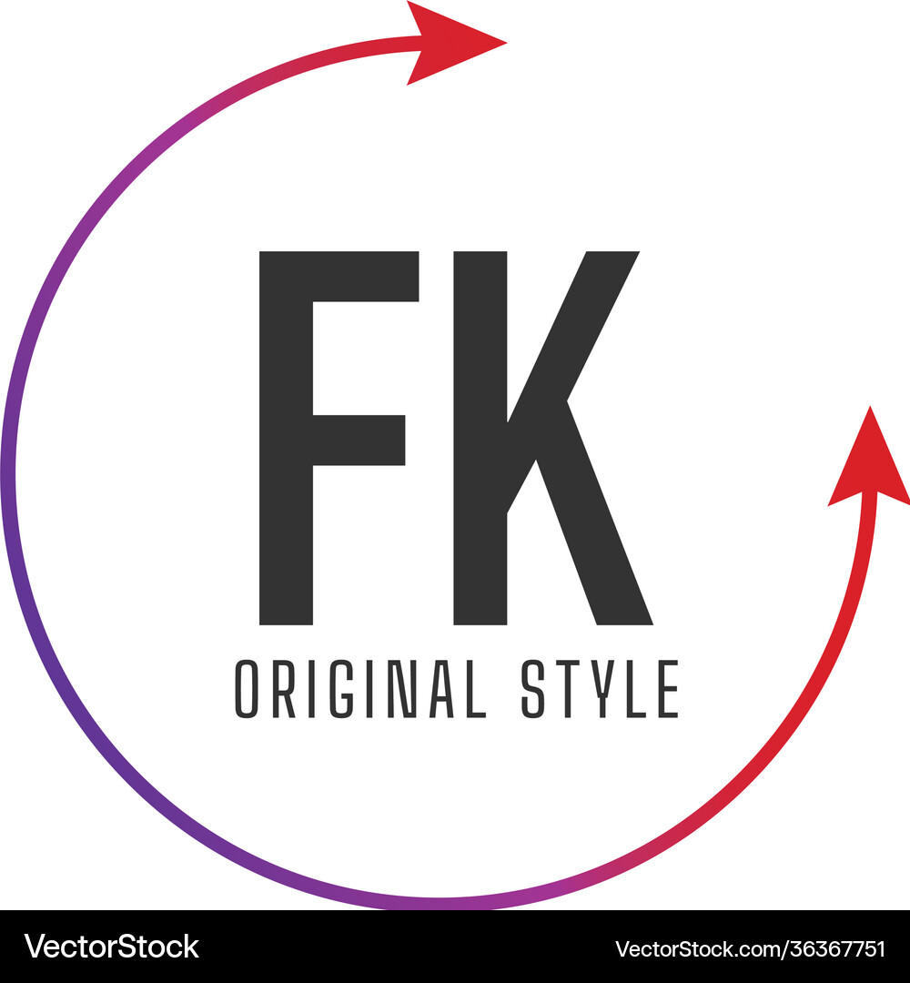 Initial letter fk circle colorful logo design Vector Image