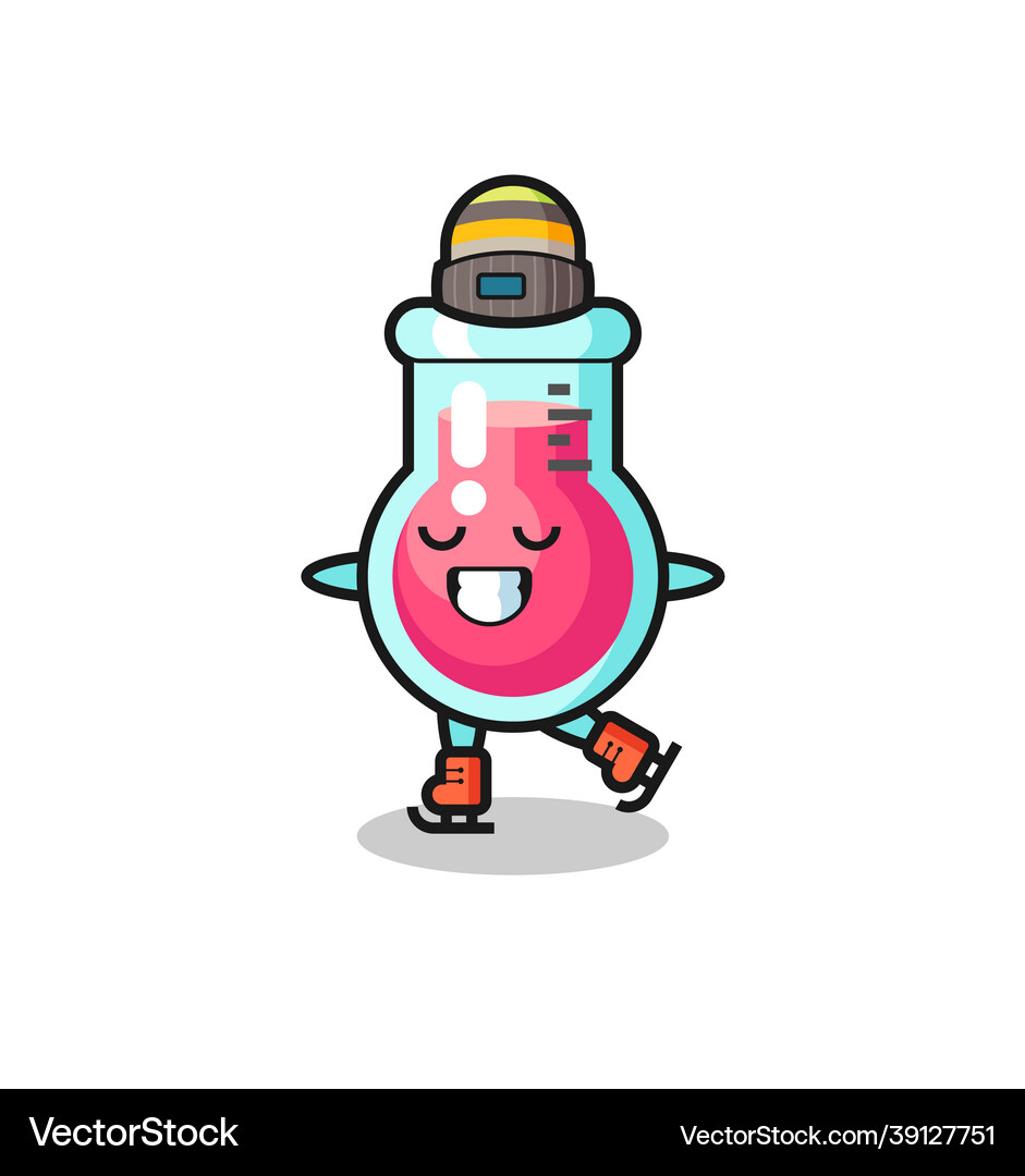 Laboratory beaker cartoon as an ice skating Vector Image