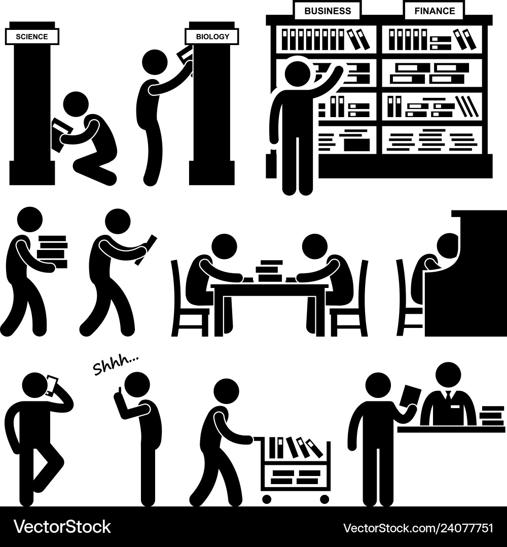 Library librarian bookstore student pictograms Vector Image