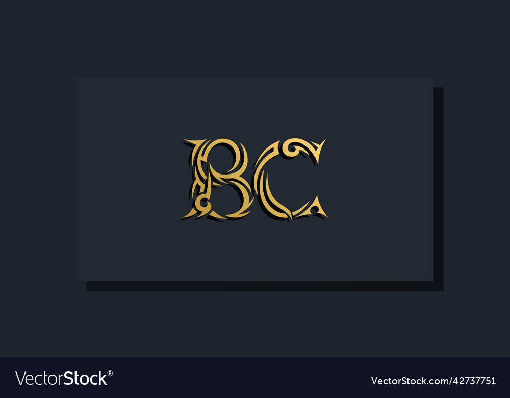 Luxury initial letters bc logo design Royalty Free Vector