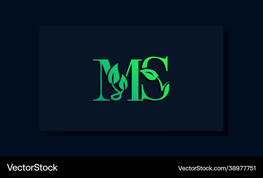 Minimal leaf style initial ms logo Royalty Free Vector Image