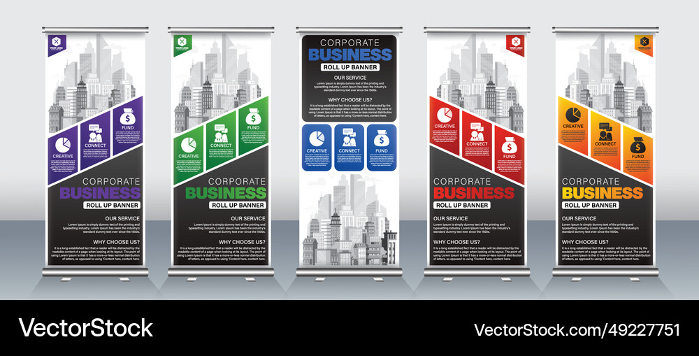 Print ready roll up banner design set Royalty Free Vector