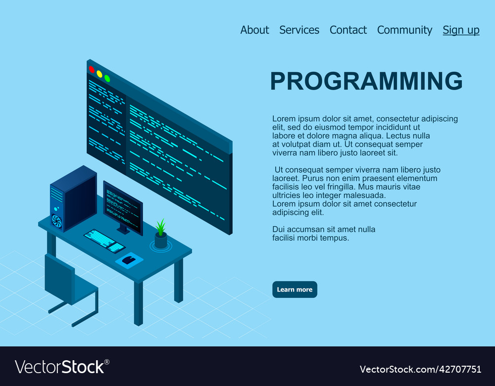Programming or software development web page Vector Image Programming or software development web page Vector Image