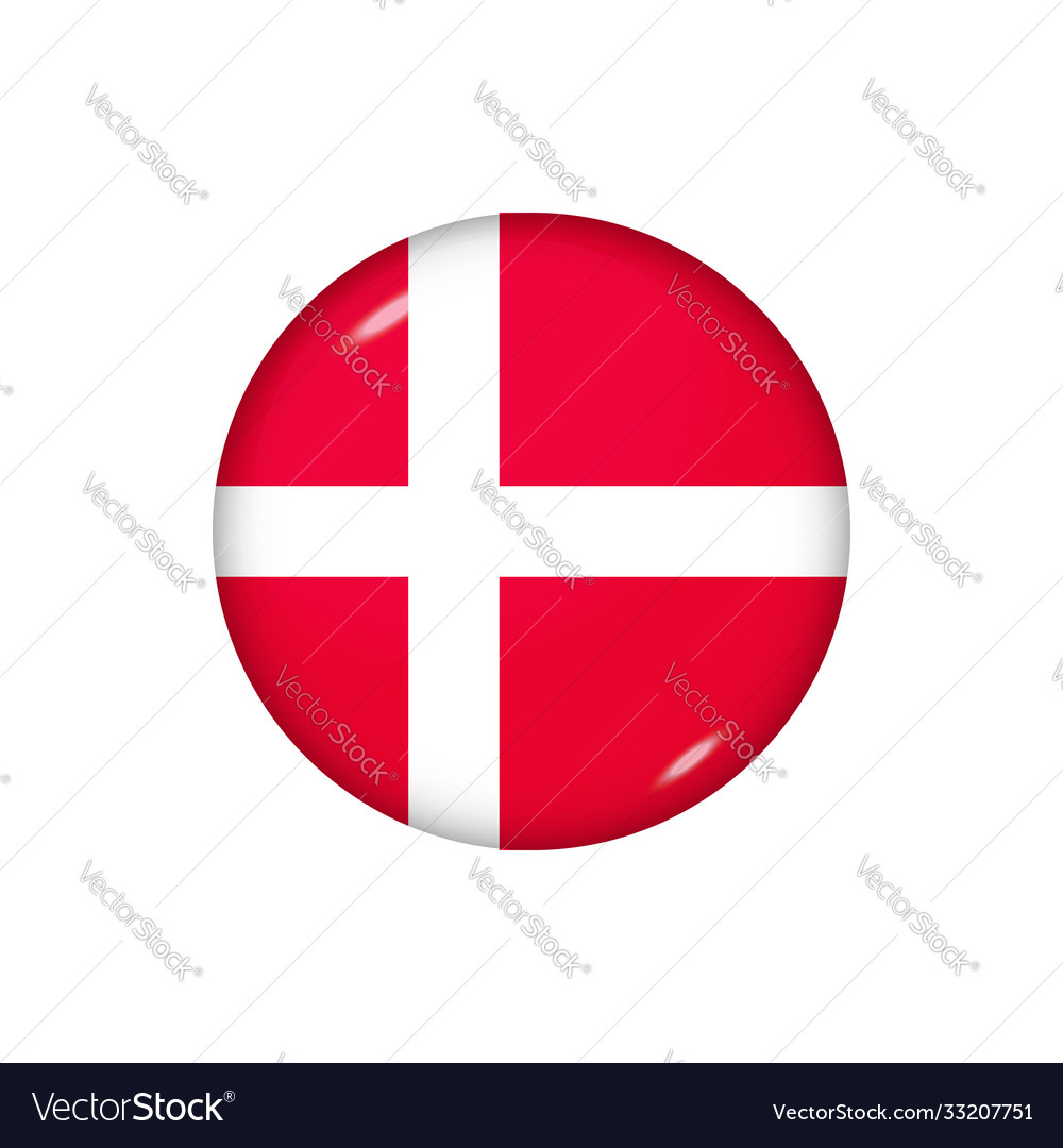 Round flag denmark button Royalty Free Vector Image