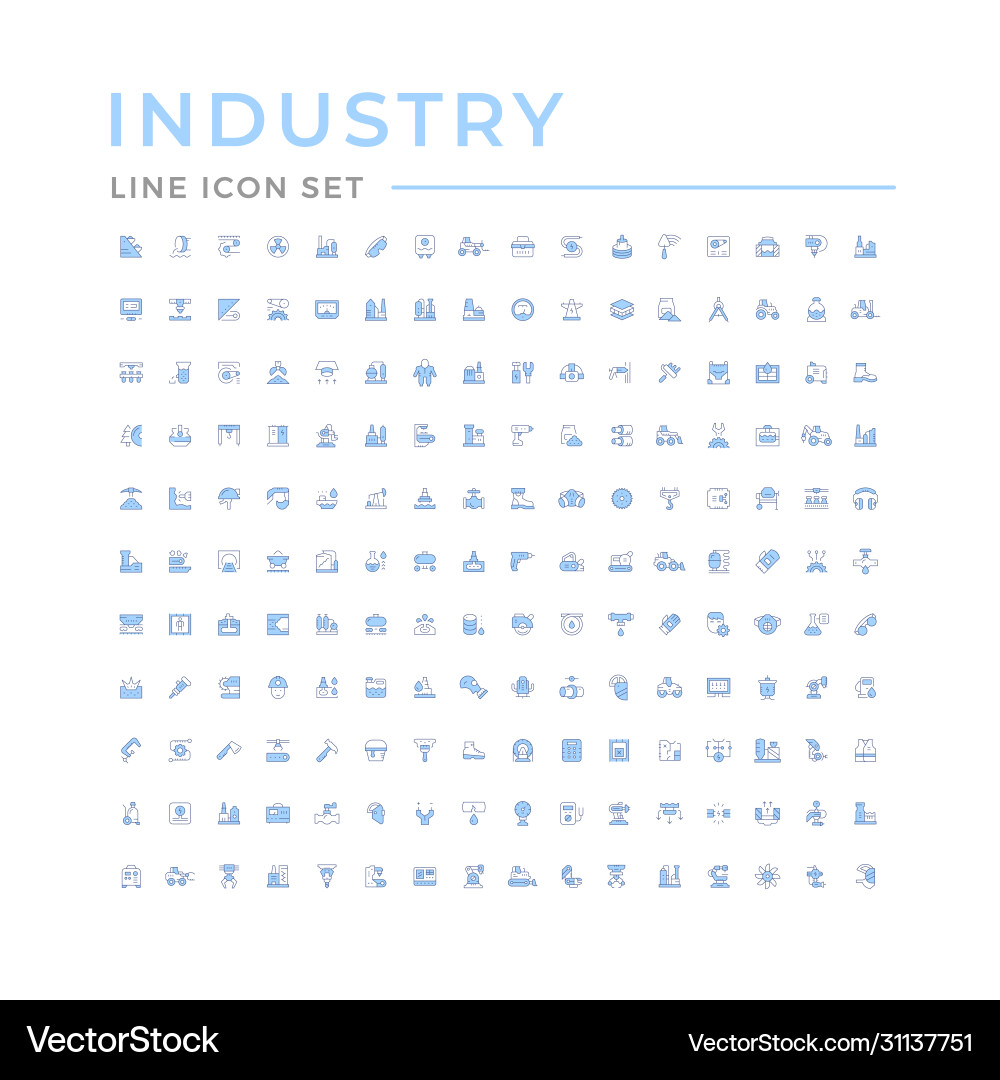 Set color line icons industry Royalty Free Vector Image