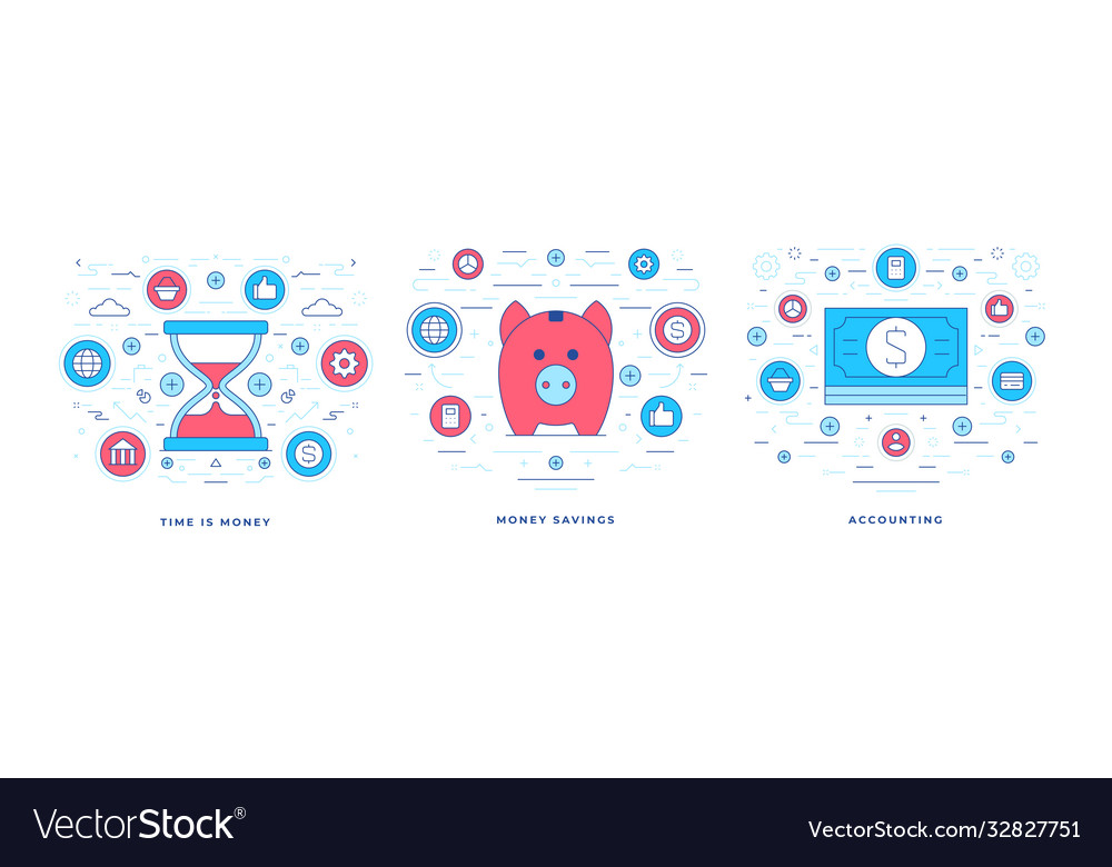 Set flat line designs Royalty Free Vector Image