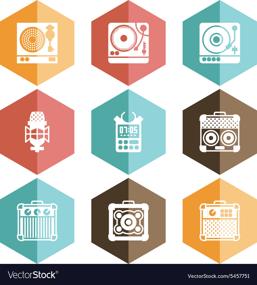 Solid icons musical instruments Royalty Free Vector Image