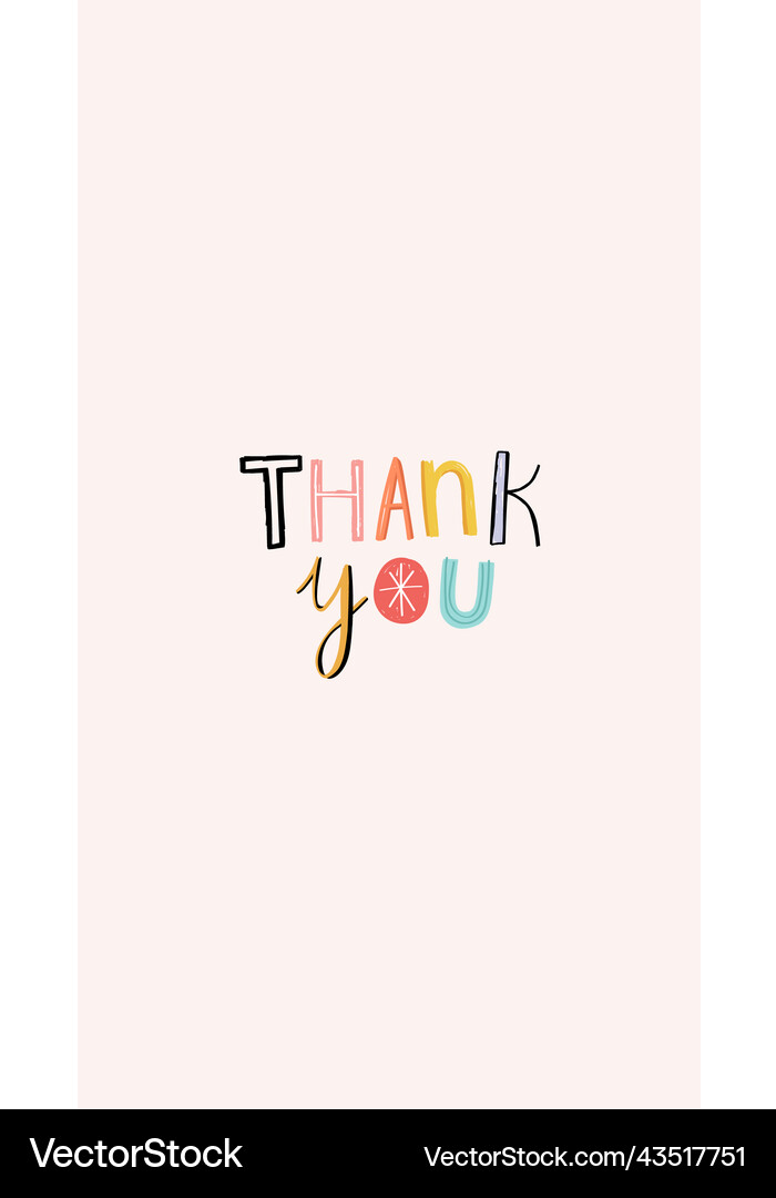 Thank you text doodle typography alphabet font Vector Image