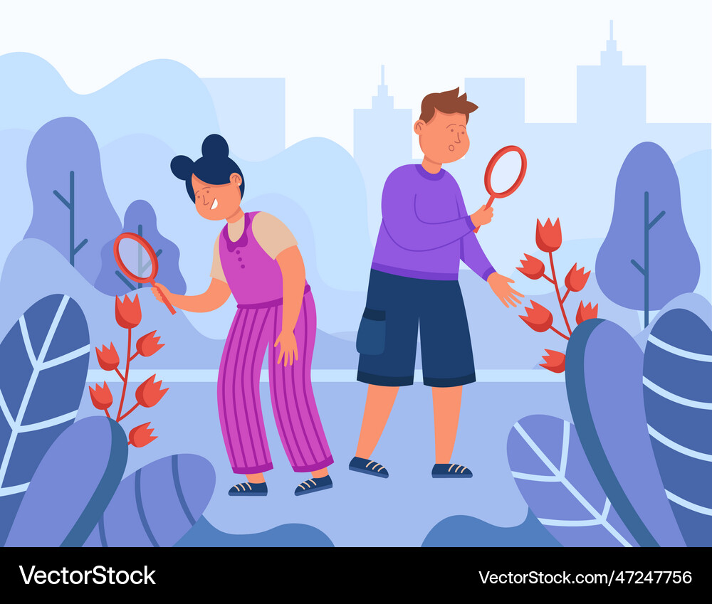 Cartoon children playing biologists Royalty Free Vector