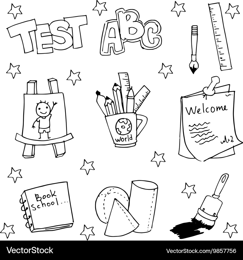 Doodle of school tools with hand draw Royalty Free Vector