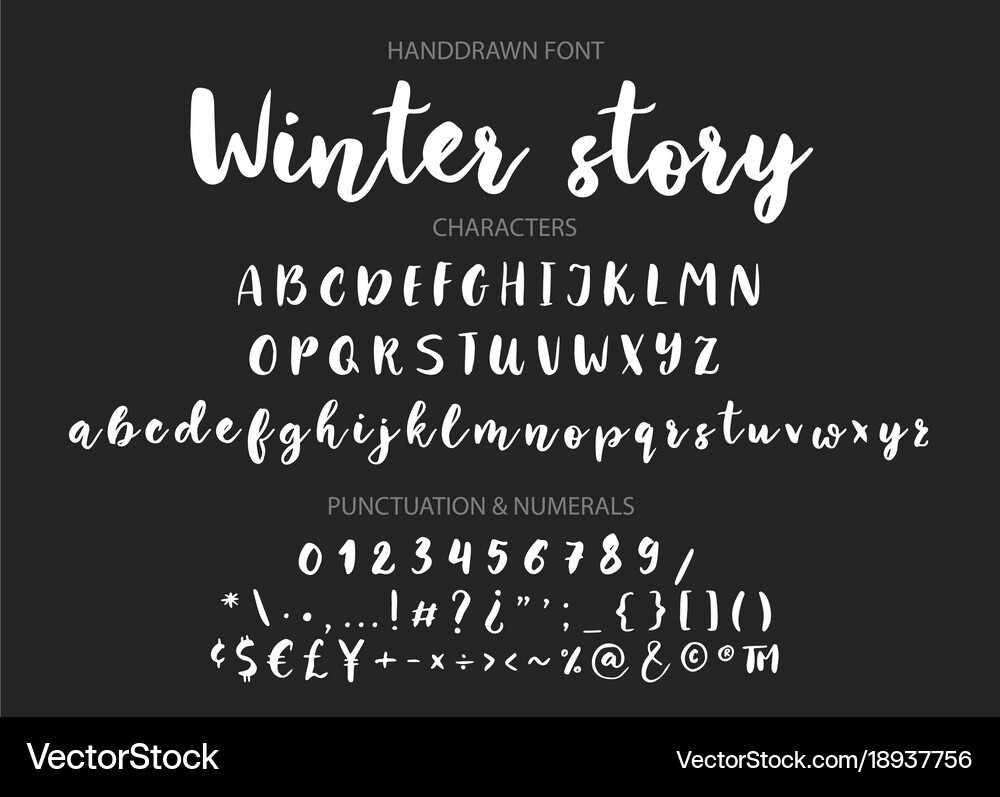 Handwritten brush font hand drawn style Royalty Free Vector