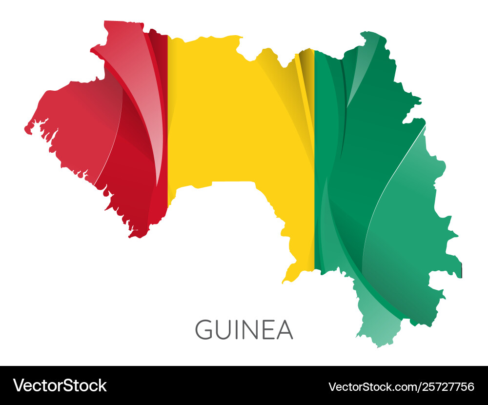 Map guinea with an official flag on white Vector Image