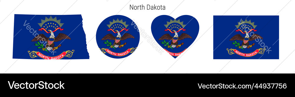 North dakota flag in different shapes icon set Vector Image