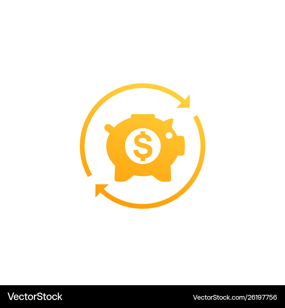 Savings icon with money box Royalty Free Vector Image