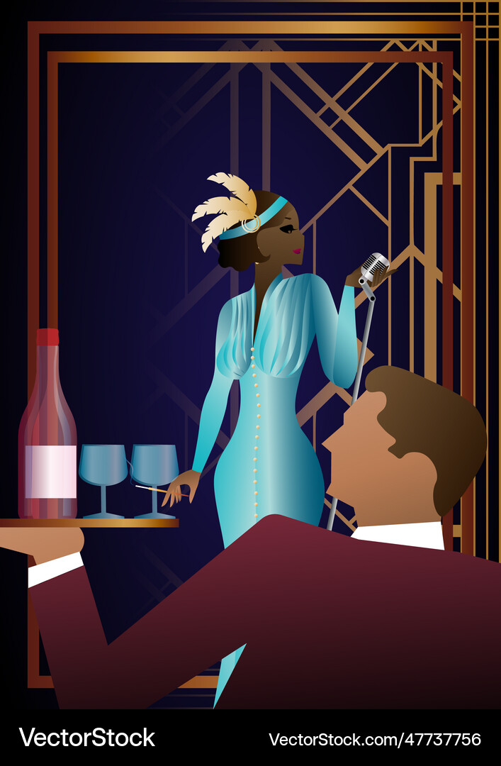 Singer on stage people drink alcohol Royalty Free Vector