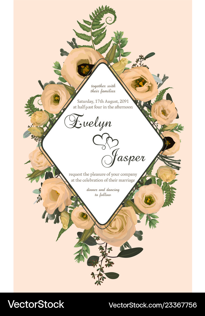 Wedding vertical floral invitation invite card Vector Image