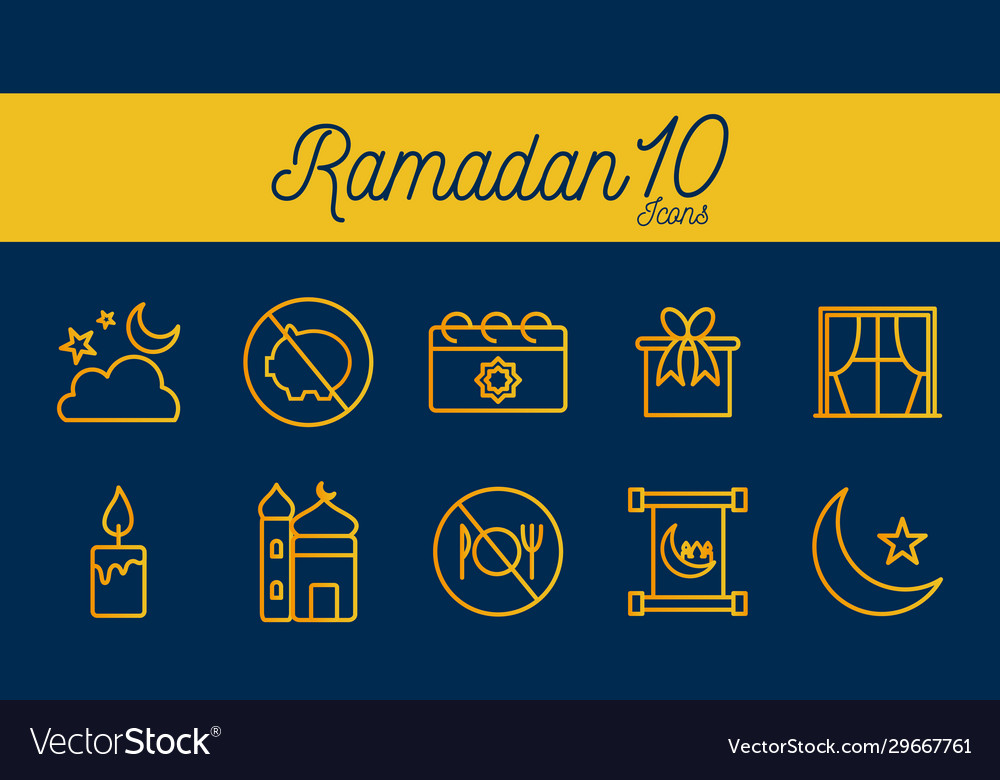 10 ramadan gradient style icon set design Vector Image 10 ramadan gradient style icon set design Vector Image