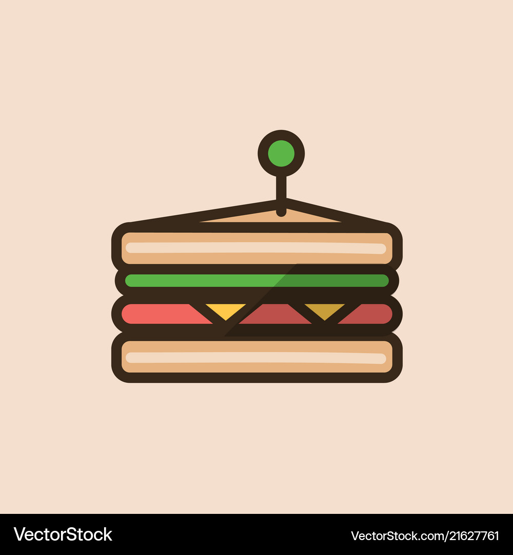 Classical sandwich with meat cheese and green Vector Image