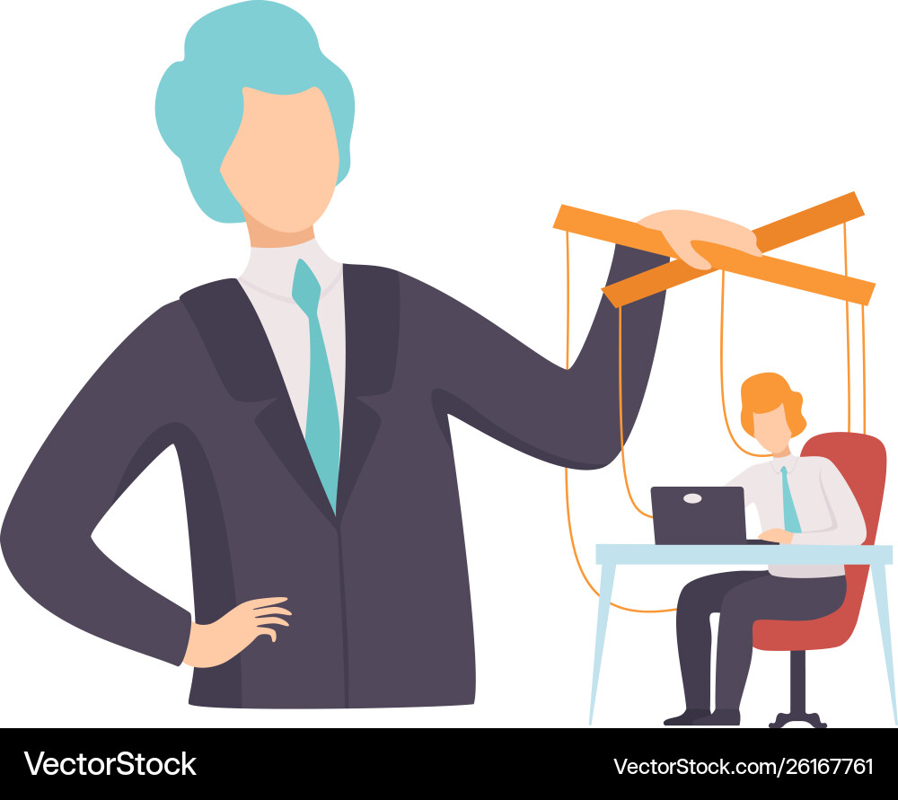 Employee office worker marionette on ropes Vector Image