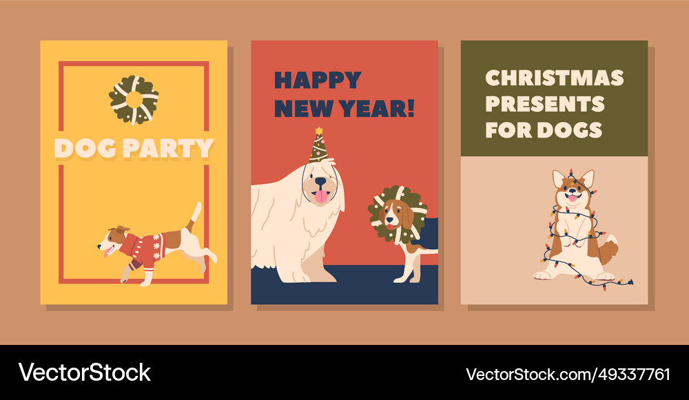 Festive banners featuring adorable christmas dogs Vector Image