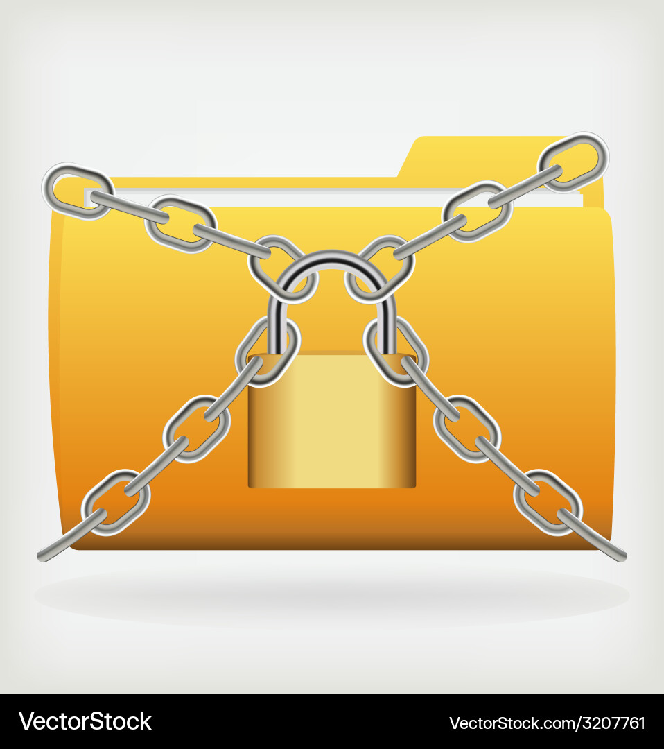 Folder locked chains Royalty Free Vector Image