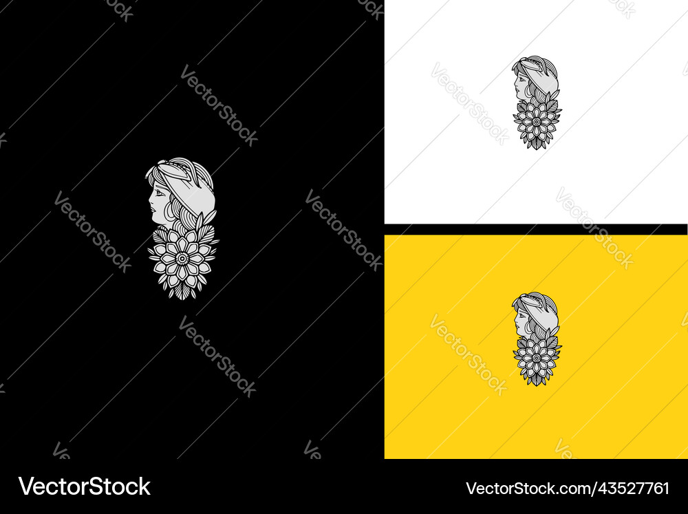 Head women and flowers design Royalty Free Vector Image