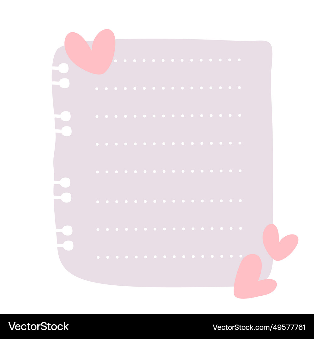 Lilac note paper post with hearts love romantic Vector Image