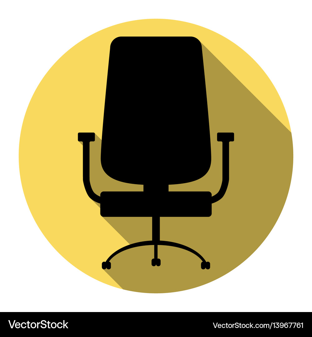 Office chair sign flat black icon with Royalty Free Vector