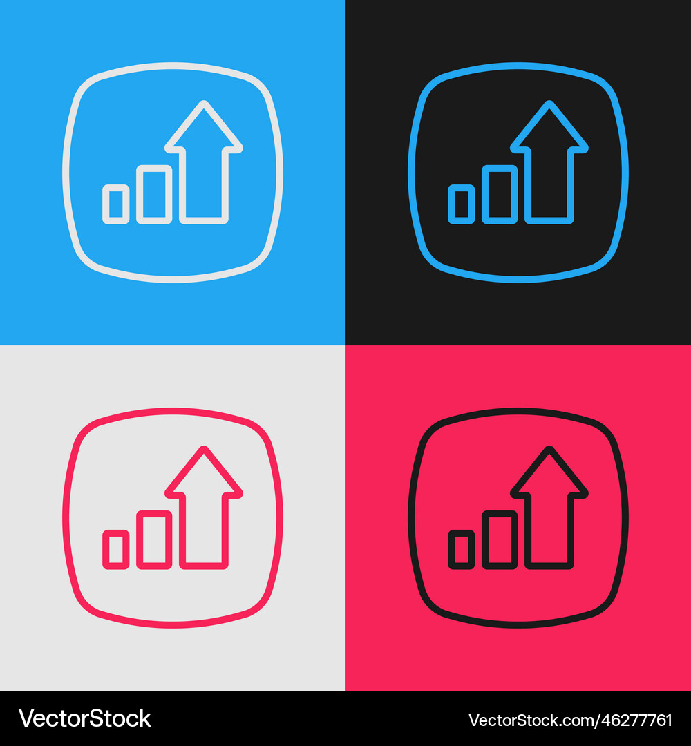 Pop art line financial growth increase icon Vector Image