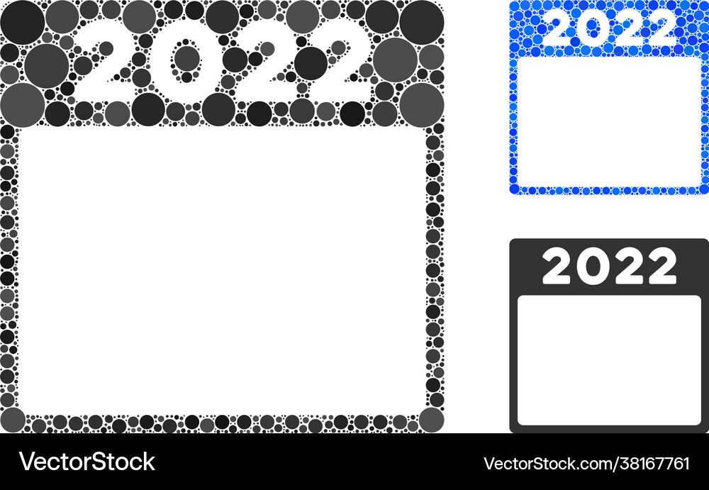 Round dot 2022 calendar icon mosaic Royalty Free Vector