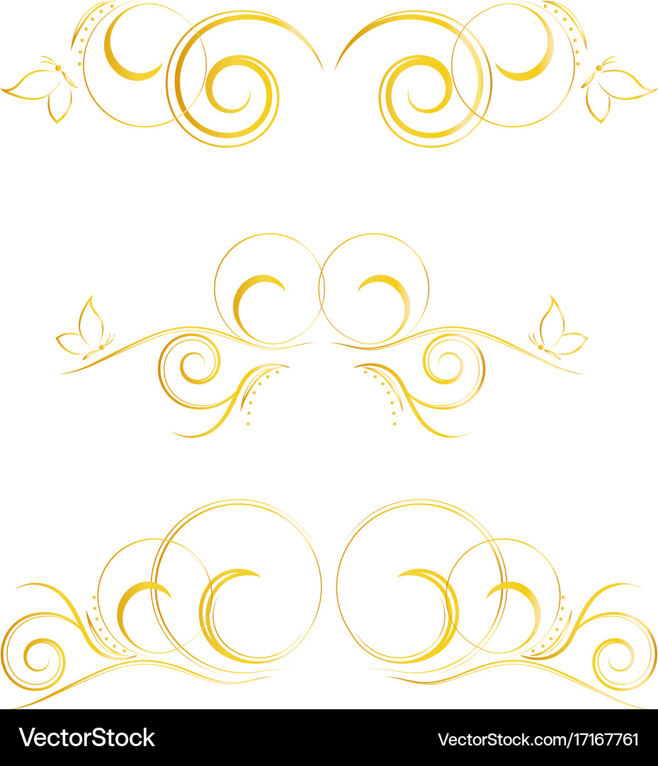 Set of page decoration golden elements Royalty Free Vector