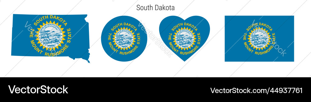 South dakota flag in different shapes icon set Vector Image