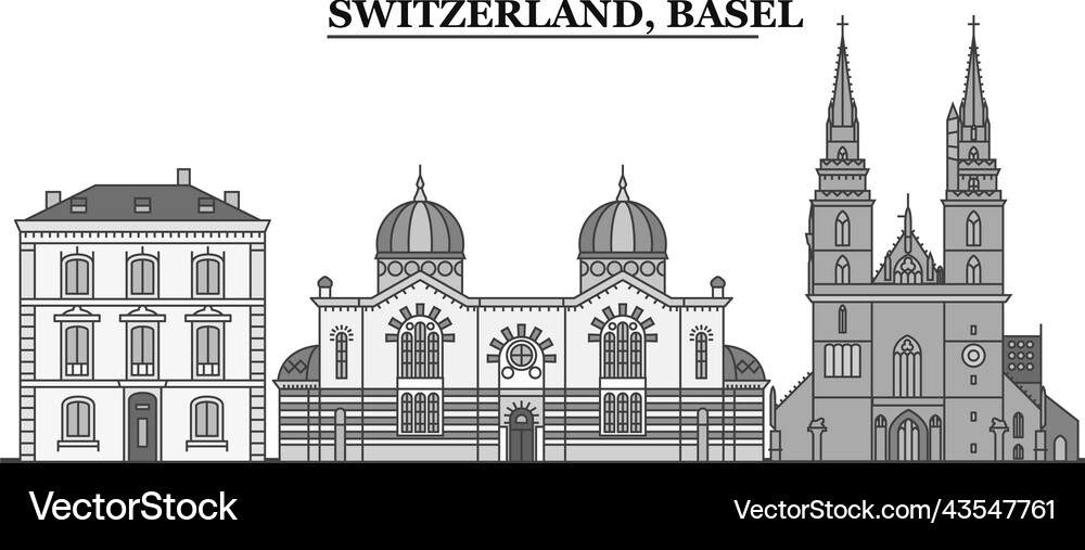 Switzerland basel city skyline isolated Royalty Free Vector