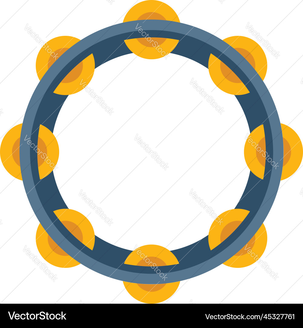 Tambourine icon flat music drum Royalty Free Vector Image