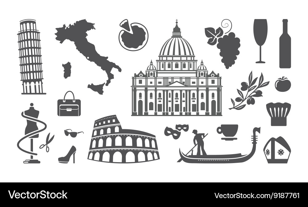 Traditional symbols italy Royalty Free Vector Image