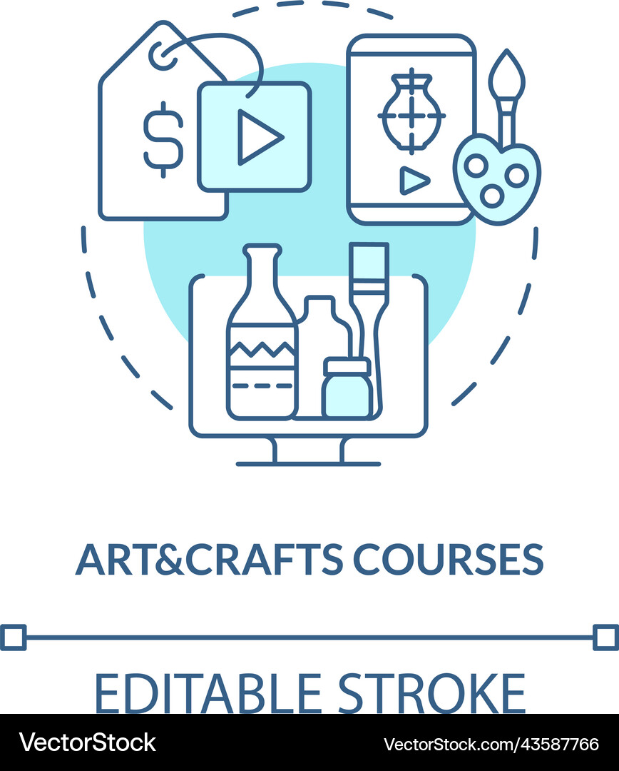 Art and crafts course turquoise concept icon Vector Image