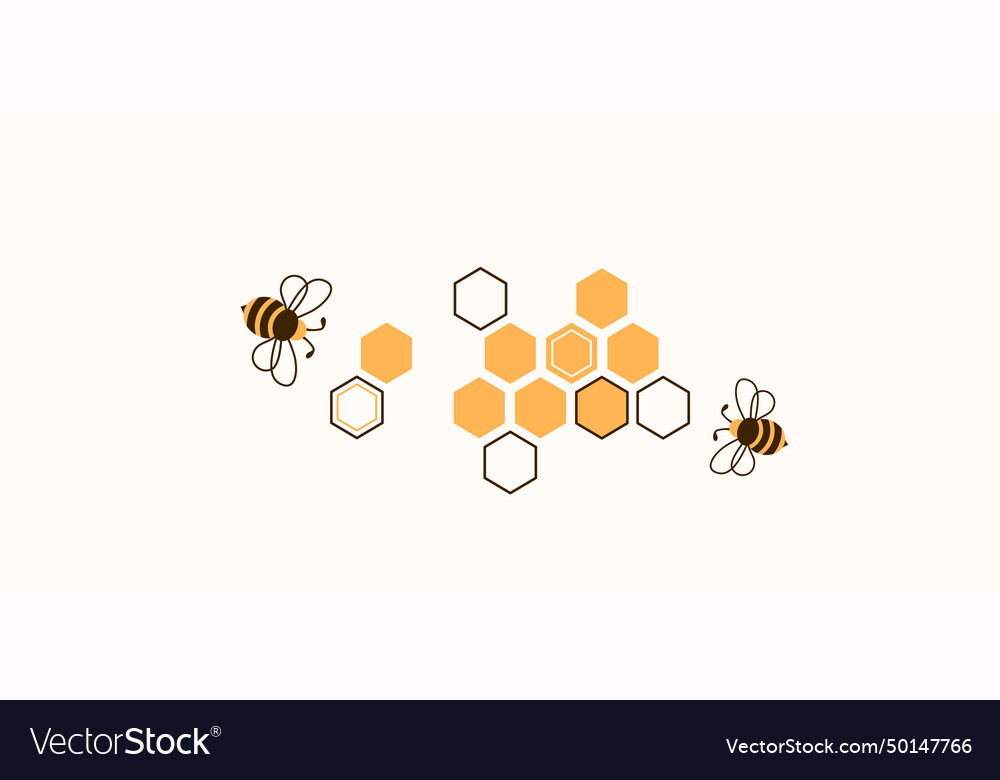 Beehive honeycomb with bees Royalty Free Vector Image