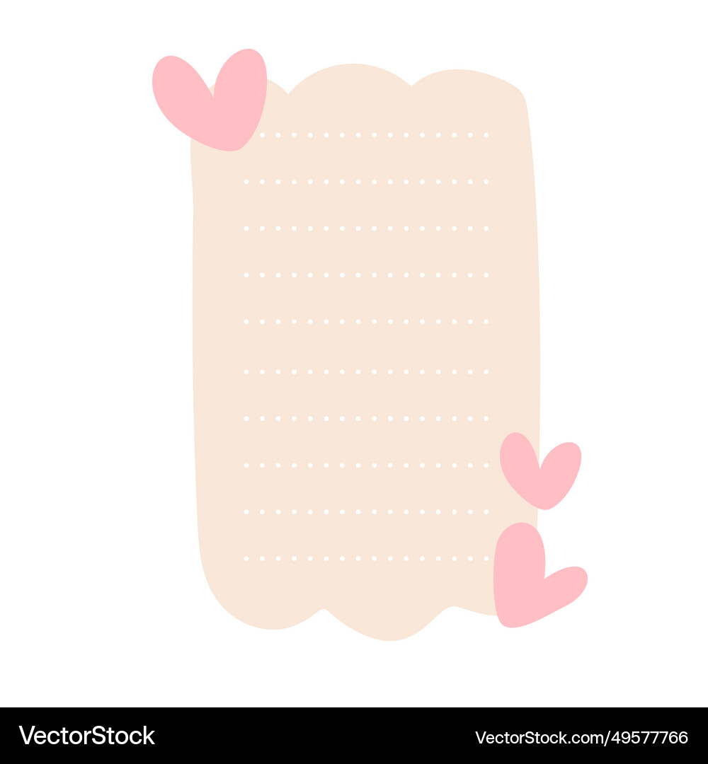 Beige note paper post with hearts love romantic Vector Image