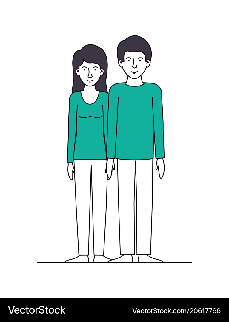 Couple lovers with green clothes Royalty Free Vector Image