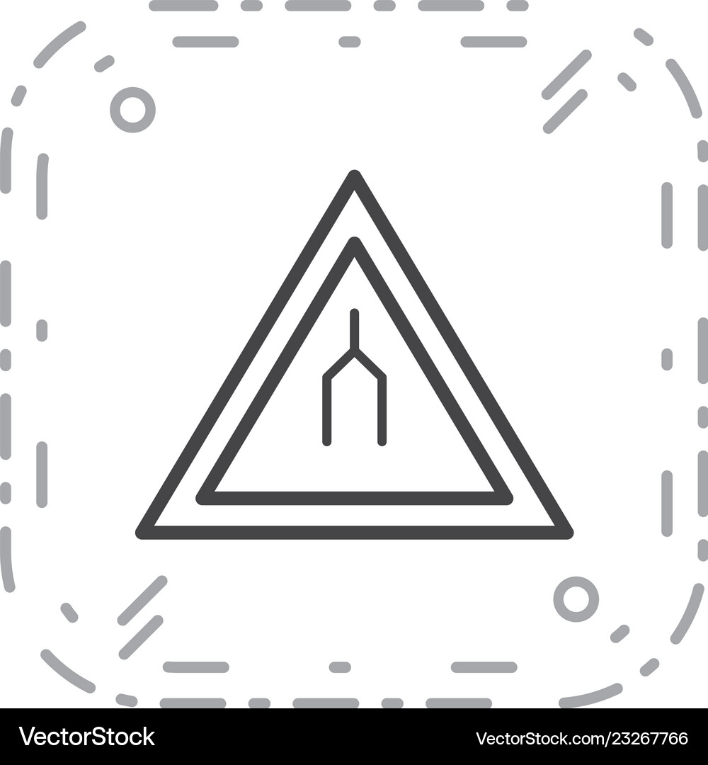 Dual carriageway ends road sign icon Royalty Free Vector