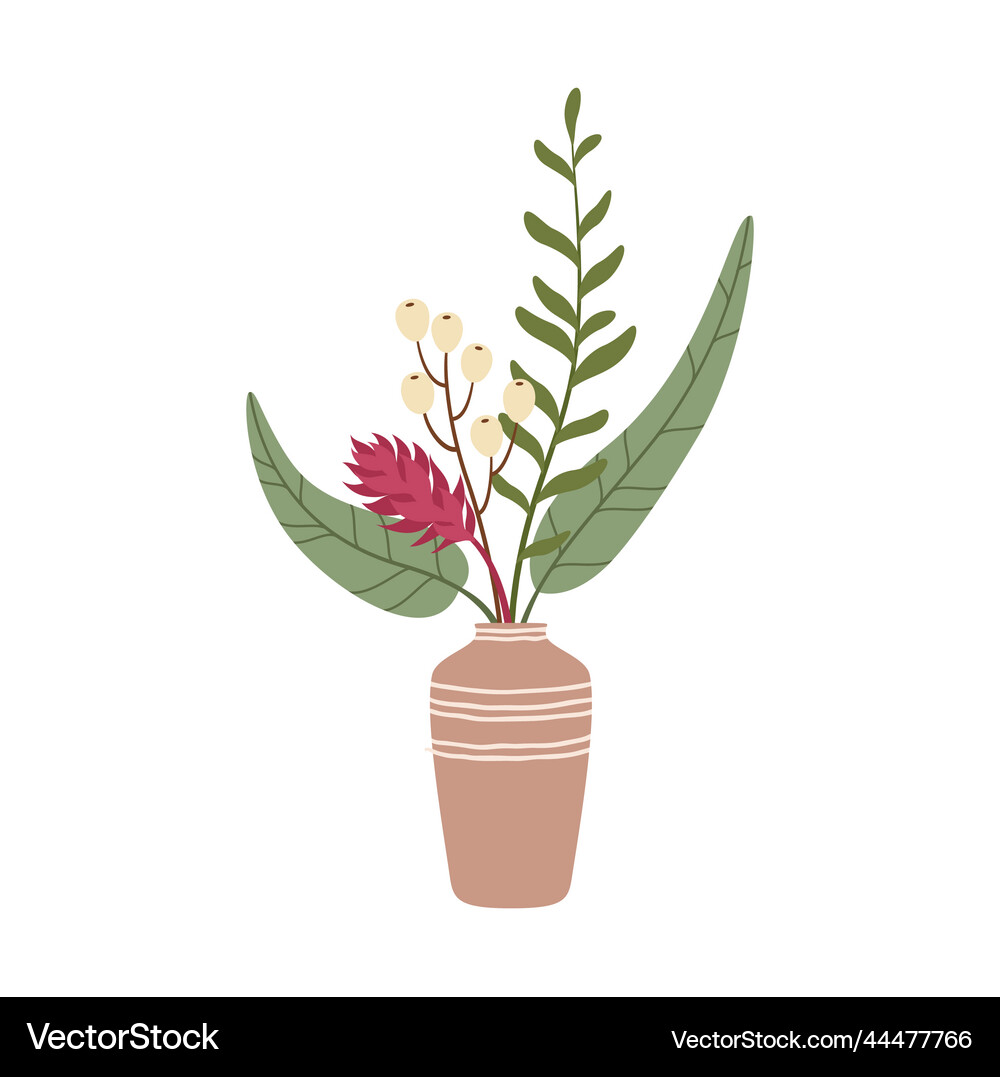 Field flowers decorative branches jug bottle vase Vector Image