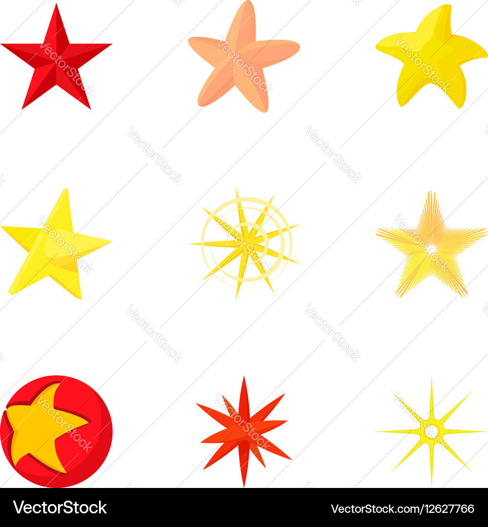 Five-pointed star icons set cartoon style Vector Image